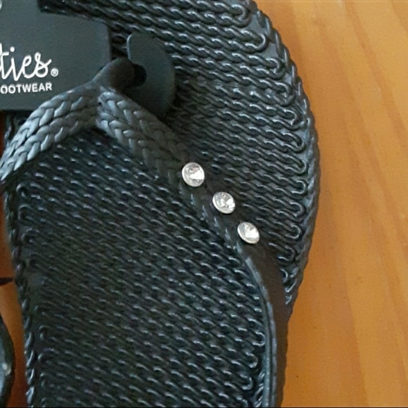 Chatties Shoes Chatties Black Gem Embellished Flip Flops Sandals Poshmark